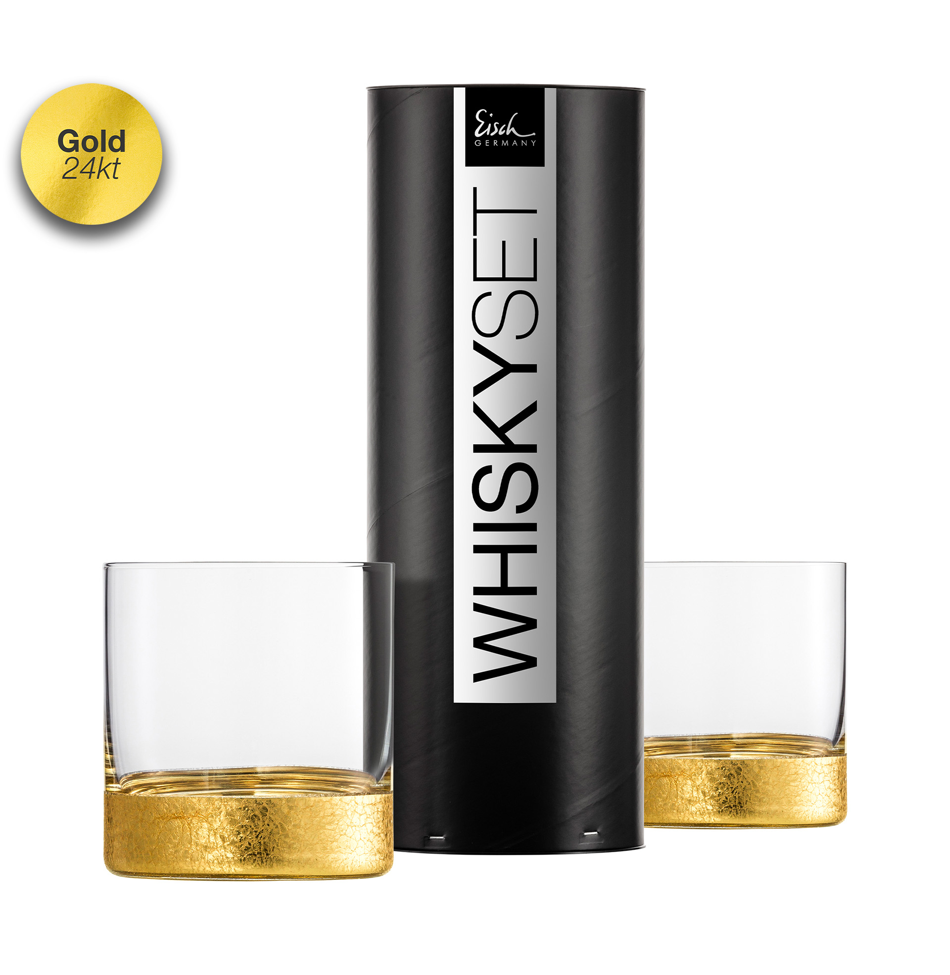 Whisky tumbler gold in gift tube 2-piece set GOLD RUSH I EISCH